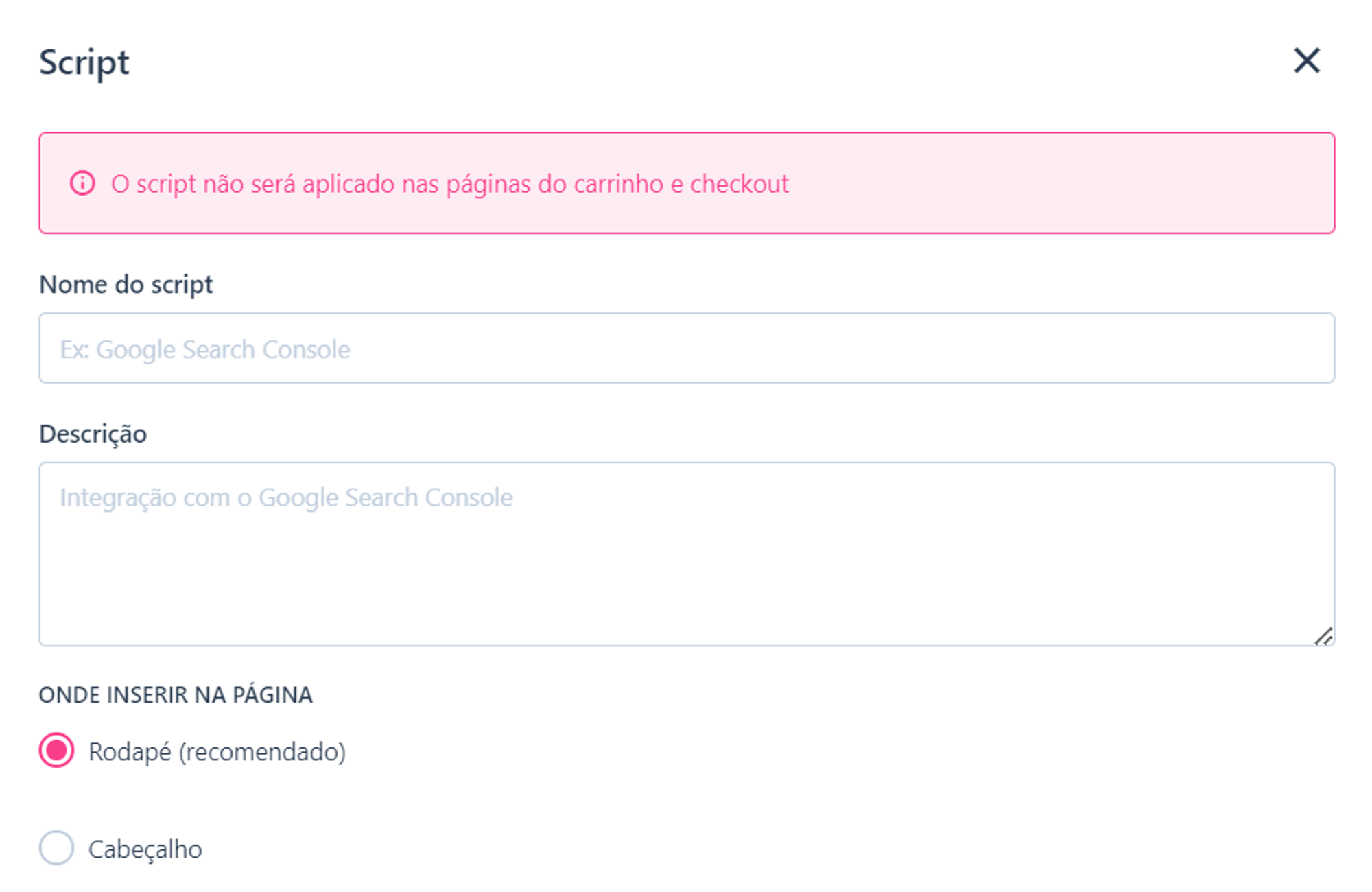 Adicionando Scripts na sua loja virtual – Bagy