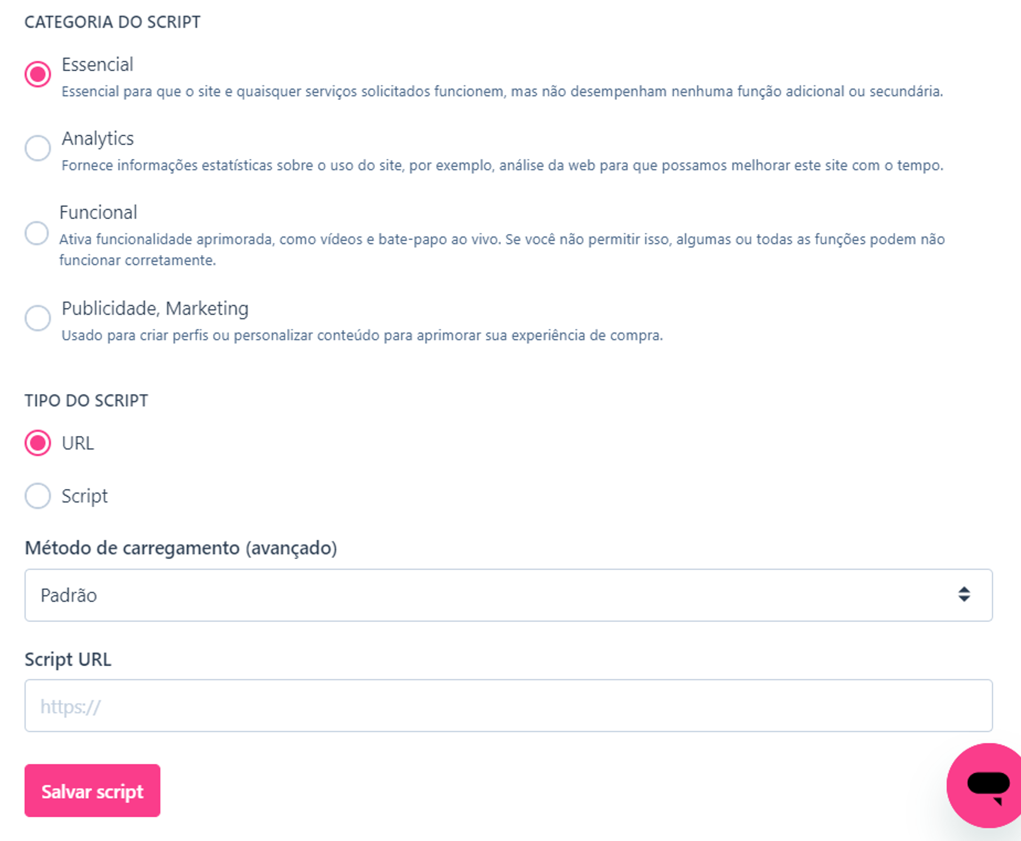 Adicionando Scripts na sua loja virtual – Bagy