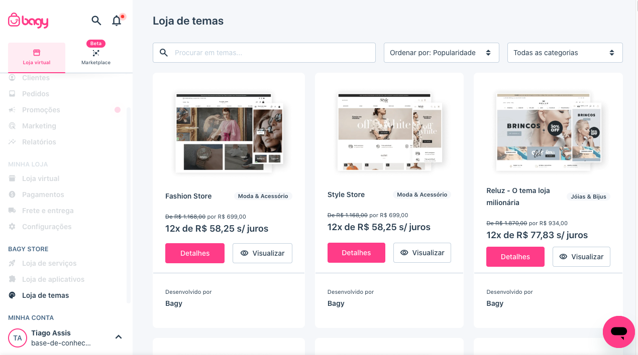 Como instalar um tema – Bagy